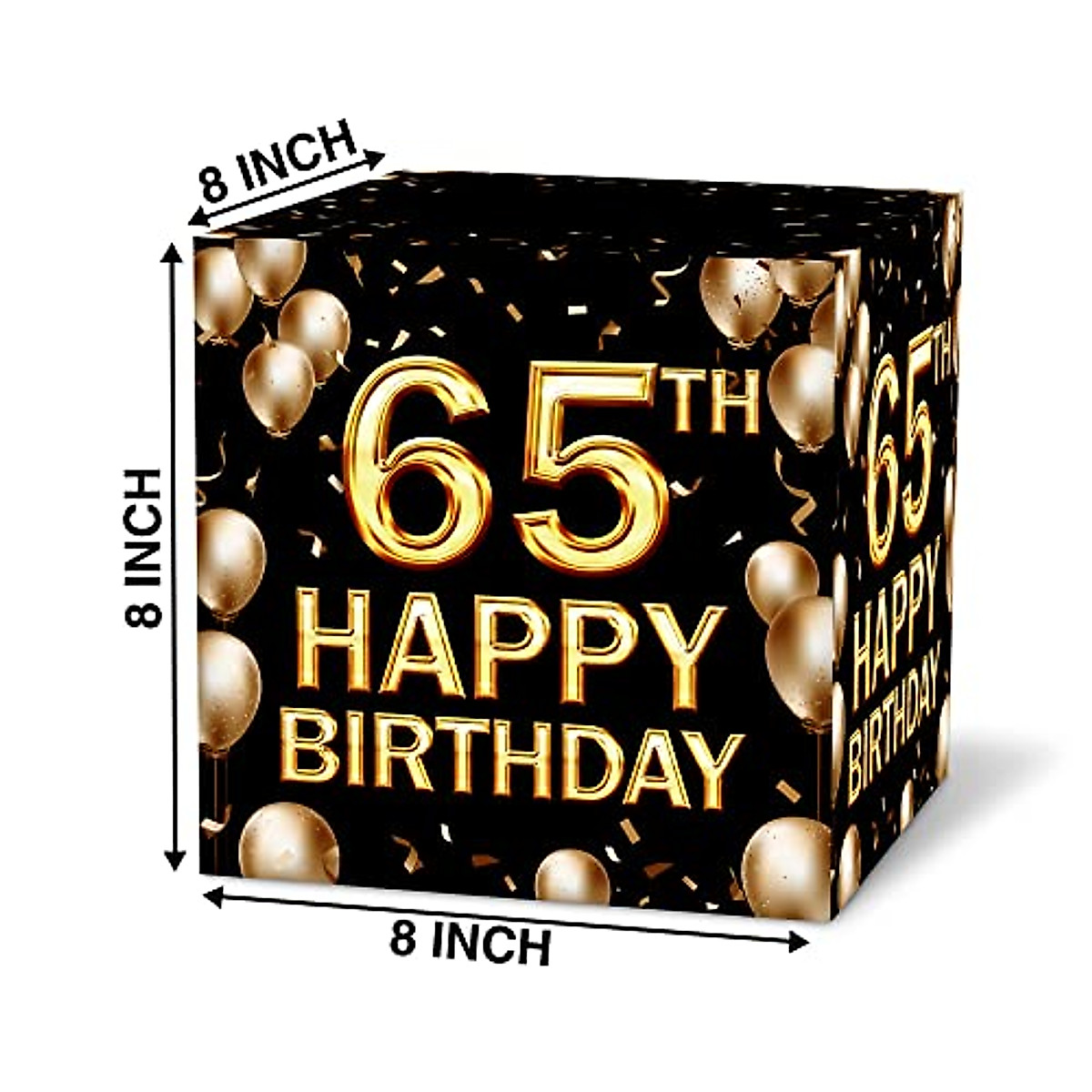 65th Birthday Card Box，Black And Gold Card Box for Birthday Party Decorations ，Party Supplies , Money Box -  1 PC (027sr)