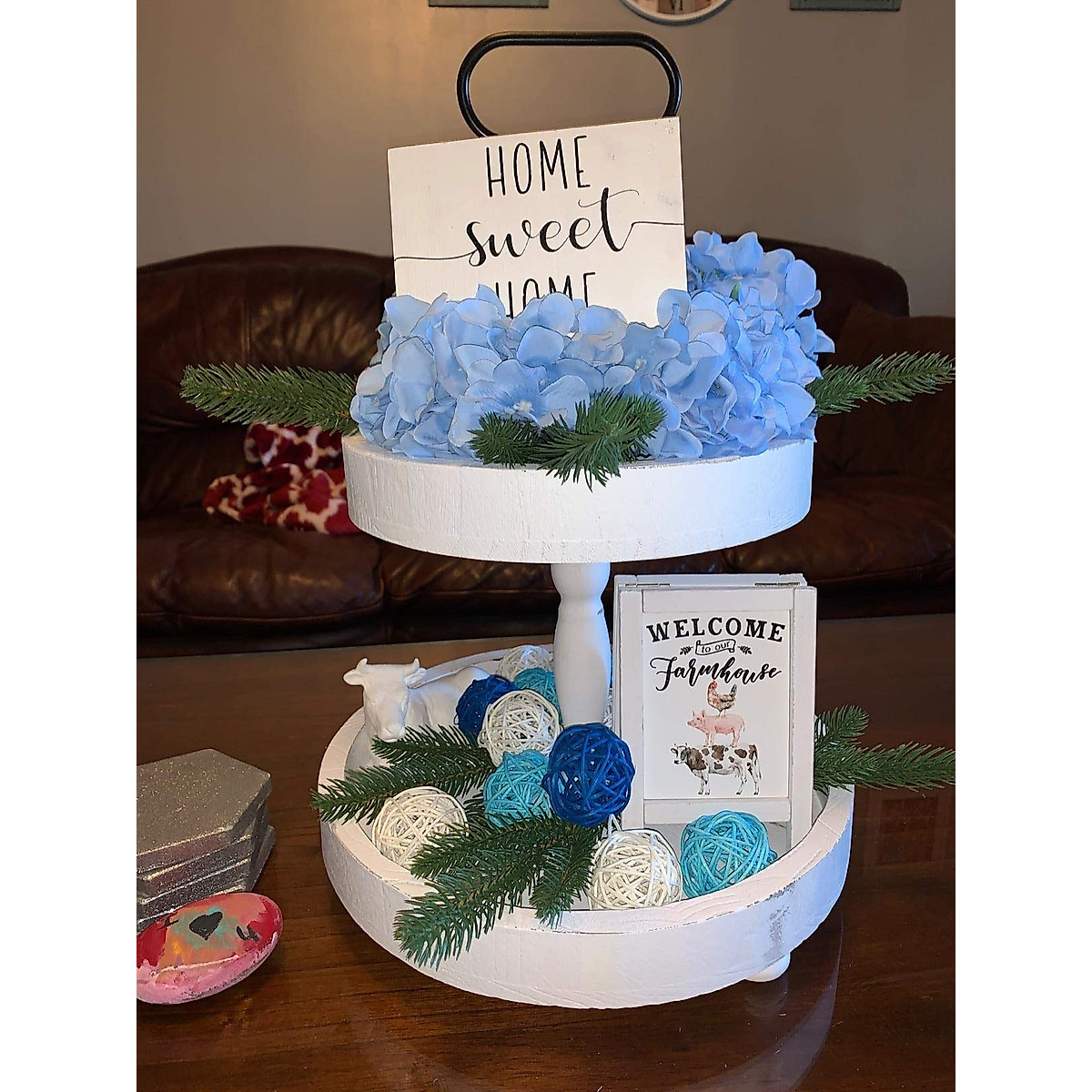 zorpia 15pcs 2 Inch Wicker Rattan Balls for Vase Filler, House Ornament, Christmas Tree Garden Wedding Party Coffee Table Decoration,Craft DIY (Blue Light-Blue White)