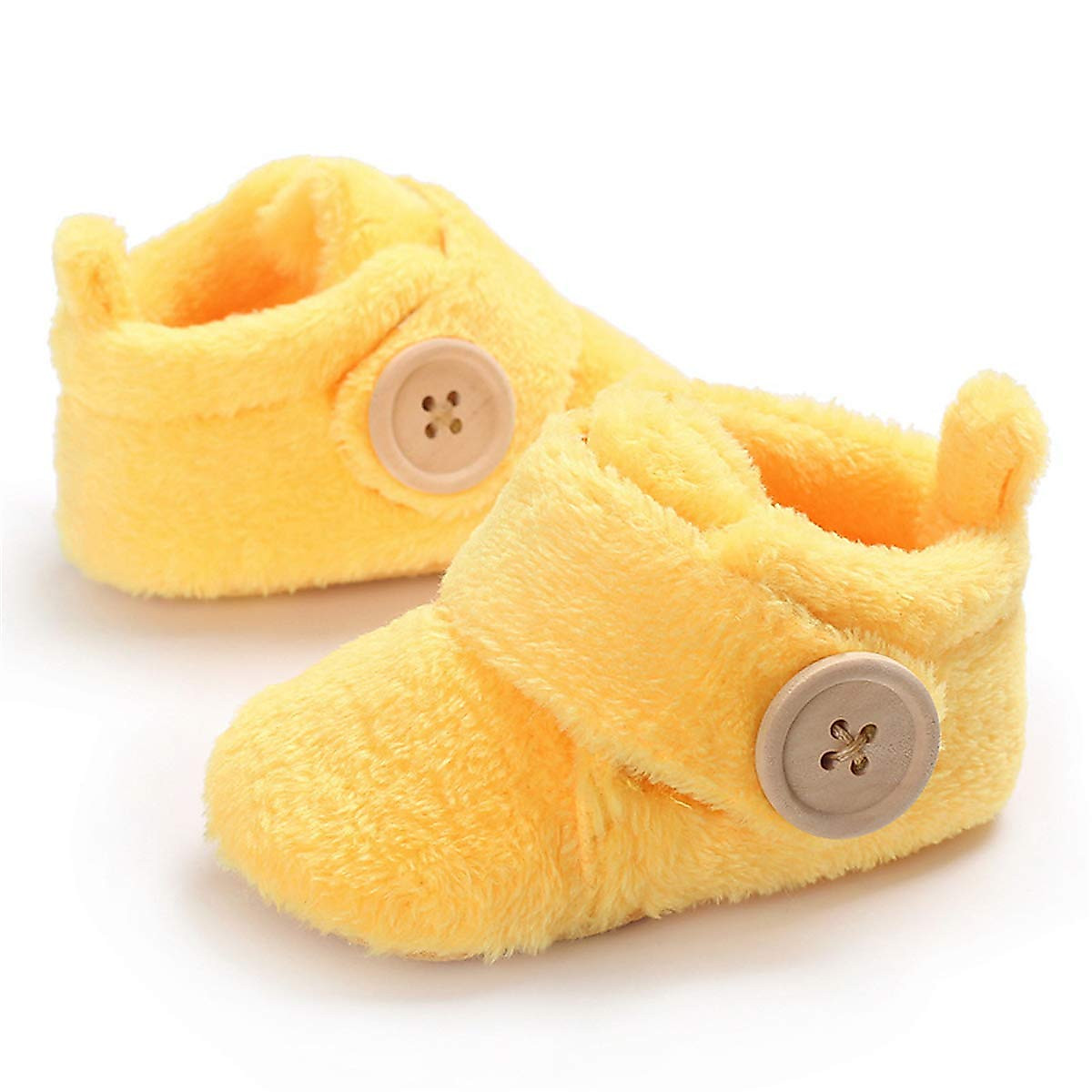 BENHERO Infant Baby Boys Girls Cozy Fleece Booties Winter Newborn Non Skid Soft Sole Shoes Winter Socks Toddler First Walkers Warm Shoes(0-6 Months M US Infant), B-yellow
