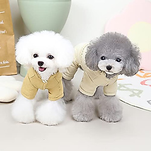 Izefia Dog Coat Windproof Jacket Cold Weather Coat 4 Legs Warm Dog Jumpsuit Winter Thick Coat Snow Proof Clothes Cotton Dog Coat for Small Dog Medium Cat Brown L
