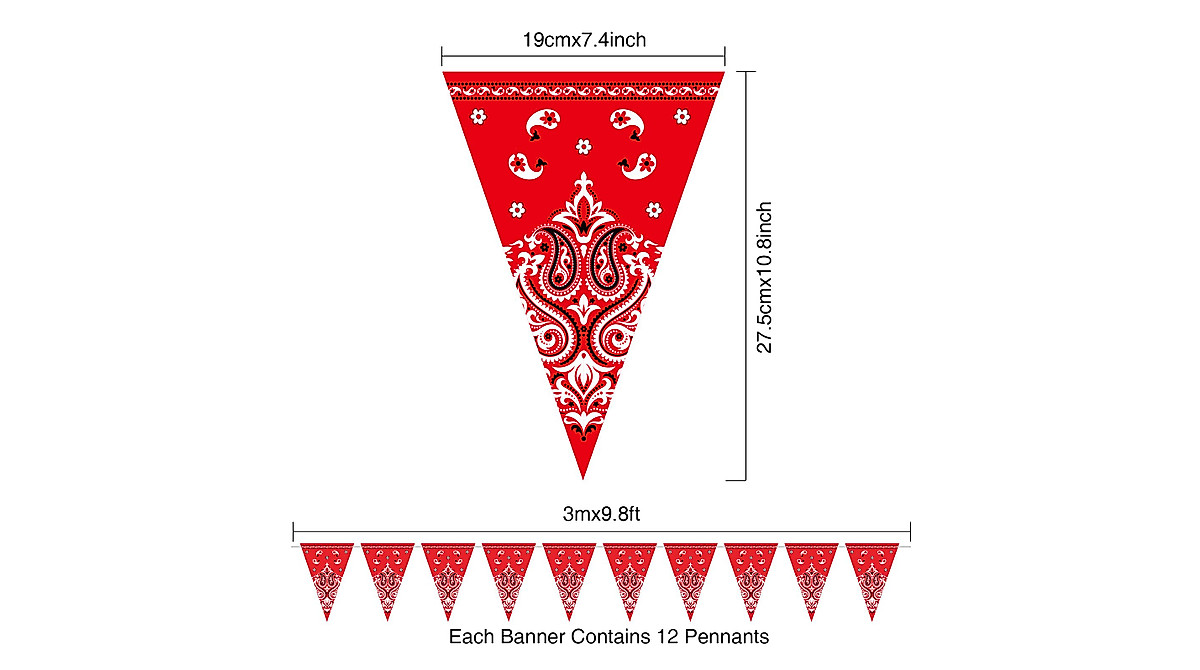 5 Pack Western Cowboy Party Decorations Bandana Pennant Banner Western ...