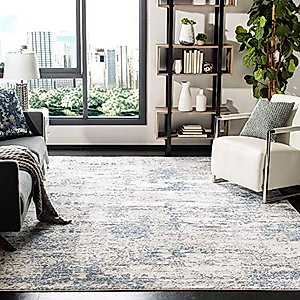 SAFAVIEH Amelia Collection 6' x 9' Ivory/Blue ALA700A Modern Abstract Non-Shedding Living Room Bedroom Dining Home Office Area Rug