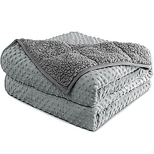 Mr. Sandman Minky Sherpa Weighted Blanket 15 lbs for Adults, Cozy Fluffy Heavy Blanket Throw Twin/Full Size, Great for Relax and Calming - 48''x72'', Grey