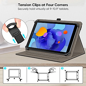 Fintie Universal Case for 9-11 inch Tablet - [Hands Free] Multi-Angle Viewing Stand Cover with Pocket for Urao C107, ECOPAD, Coopers CP10, ZZB ZB10, TECLAST and More 9" 10" 11" Tablet, Black