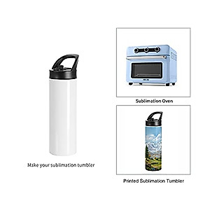 PYD Life Sublimation Tumblers Blanks Cups Water Bottle White 20 OZ Skinny Straight Sports Bottles Mugs with Portable Sippy Up Lid with Straw,for Tumbler Heat Press 4 Pack