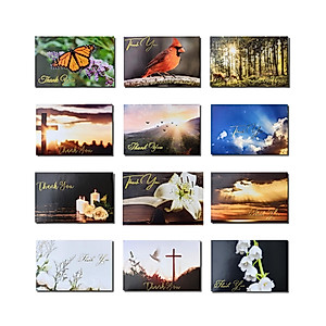Asiren Greetings Sympathy Thank You Cards - Funeral Thank You Cards - 12 Beautiful Designs with Gold Foil, Message Inside, and Envelopes