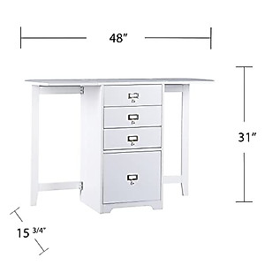 SEI Furniture Fold-Out Organizer Convertible Desktop Craft Desk, White