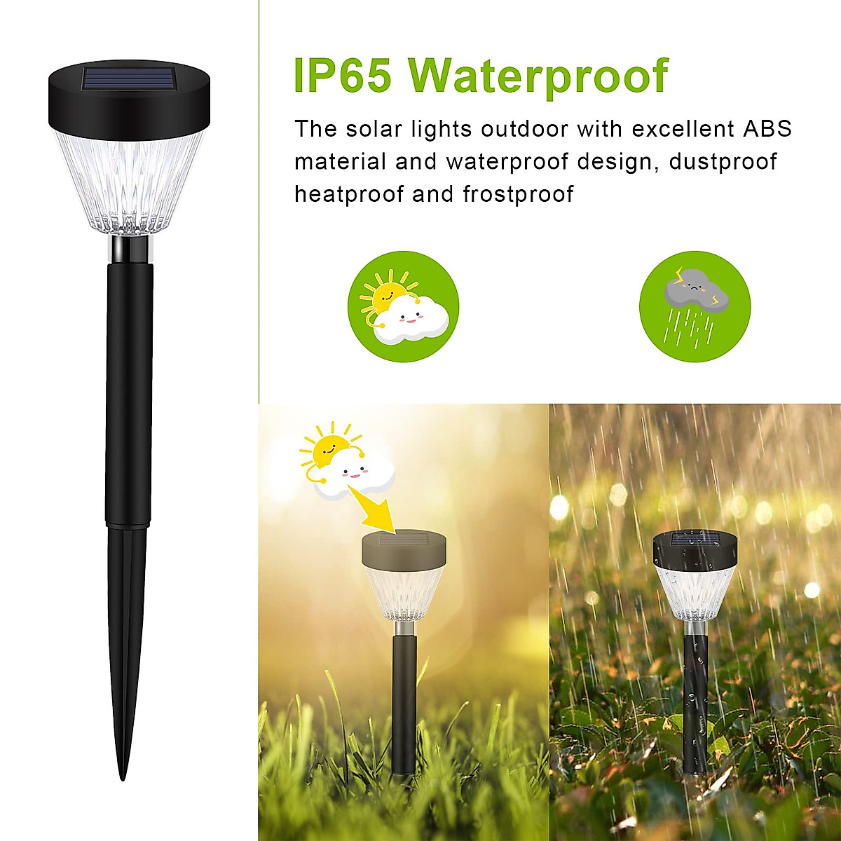 RIDALUX Solar Pathway Lights 12 Pack, Outdoor Waterproof Garden Lights Auto On/Off, Landscape Lighting Decorative for Yard Walkway Driveway Lawn