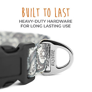 Mighty Paw Grey Paisley Designer Collar - Patterned Collar - Soft Polyester Webbing - Heavy-Duty Hardware - Premium Weather-Resistant Dog Collar - Adjustable Collar for All Dog Breeds - Medium