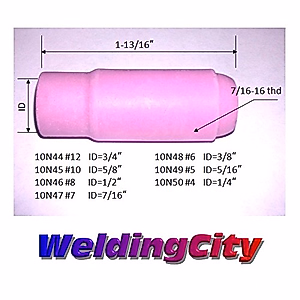 WeldingCity 5-pk Ceramic Cup 10N48 (#6, 3/8") for TIG Welding Torch 17, 18 and 26 Series from Lincoln Miller ESAB Weldcraft