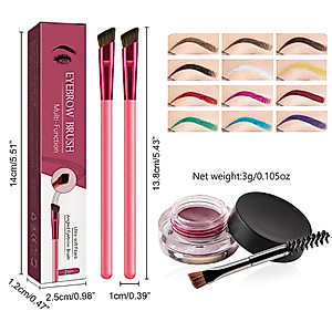 4D Hair Stroke Brow Stamp Brush Set Eyebrow Hair Stroke Brush with Eyebrow Cream Multifunction Ultra-thin Angled Realistic Eyebrow Brush Makeup Kit(Black)