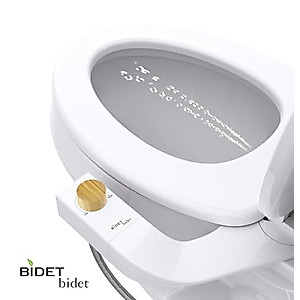 BIDETbidet Left/Right Reversible FRESH WATER Non-Electric Ultra-Slim Toilet Attachment, Ability to SWITCH between Right/Left Hand Side Control with Dual Nozzle Hinged Design, Hassle-Free Installation