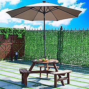 9rit_shop Entertain, Relax and Enjoy Dining with 6-Person Patio Wood Picnic Table Beer Bench Set