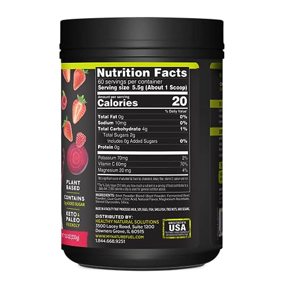 Nature Fuel Power Beets Powder, Delicious Acai Berry Pomegranate, Concentrated Superfood Supplement, Supports Circulation, Natural Energy & Stamina, Non-GMO, 60 Servings