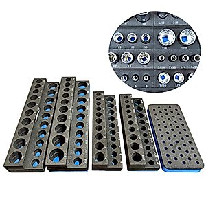 ToolGear Socket Organizer, Easy to Read Size labels, 80 sockets w/added 50 hex bit holder, both deep & standard sockets, metric & standard, 3/8 and 1/4 inch drive socket holder, tool organizer trays