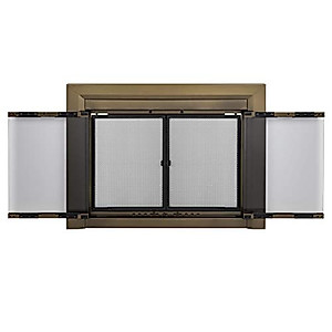Pleasant Hearth CA-3202 Cahill Fireplace Glass Door, Antique Brass, Large