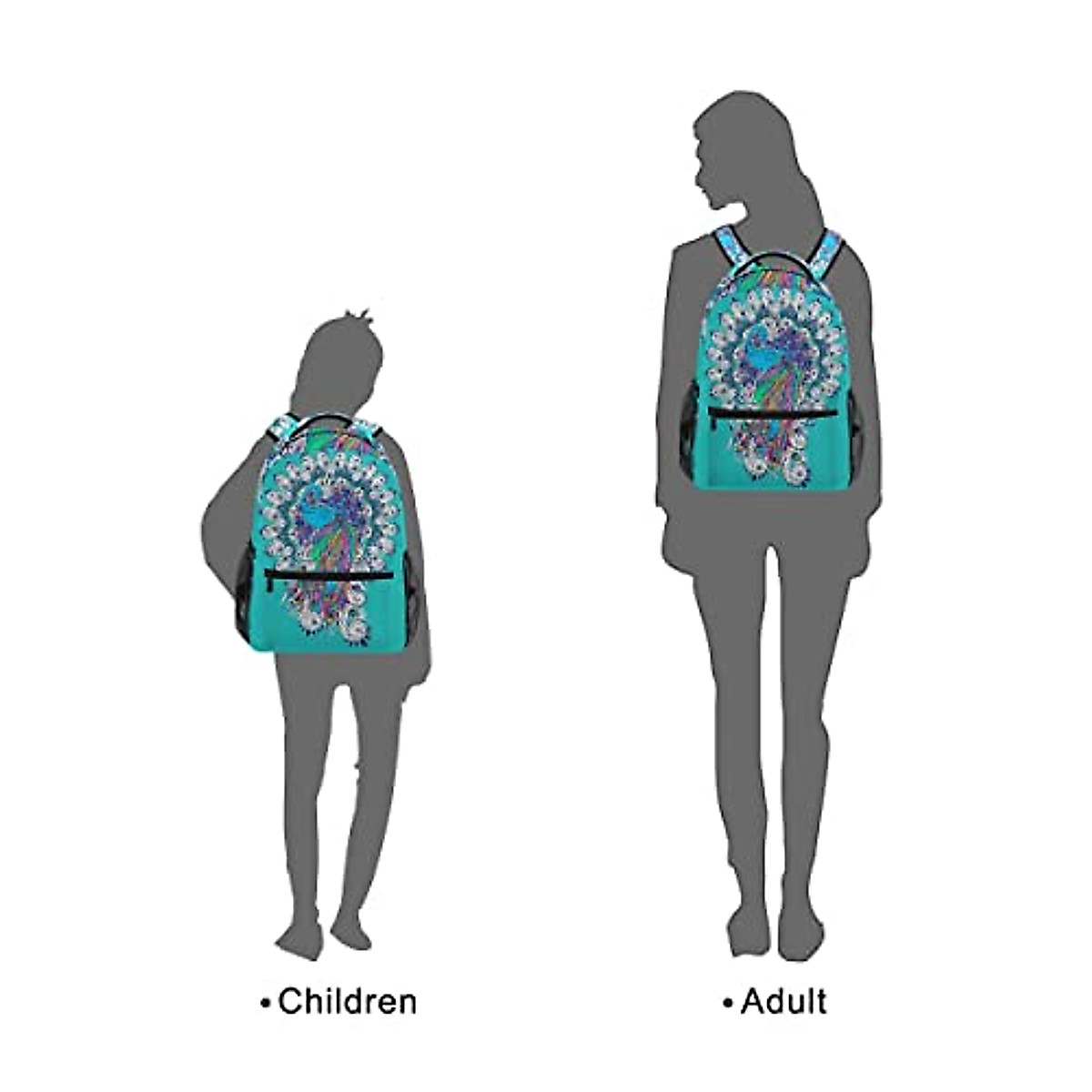 Colorful Peacock Blue School Backpack Bookbag for Boys Girls Teens Casual Travel Bag Computer Laptop Daypack