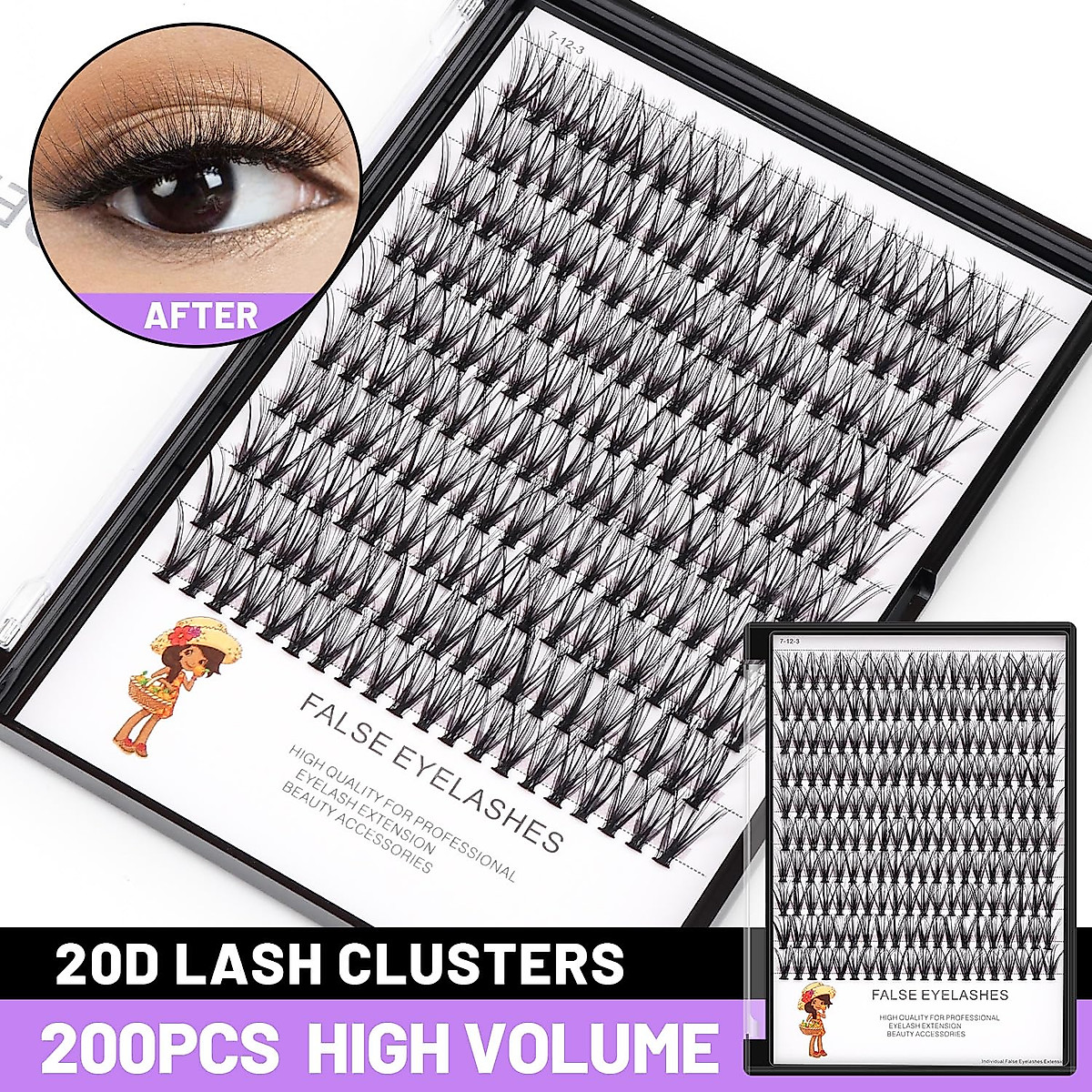 Bodermincer 20D 8-20mm To Choose 8-10-12-14mm MIX/14-16-18-20mm MIX rofessional Makeup Individual Cluster Eyelashes Grafting Fake False Eyelashes Eyelash Extension Individual Eyelash Bunche (20D-14mm)