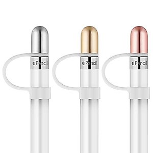 Apple Pencil Replacement Cap- Tranesca Aluminum Replacement Cap for Apple Pencil (3 in a Pack) Gold,Rose Gold,Silver- Not Magnetically Clasped