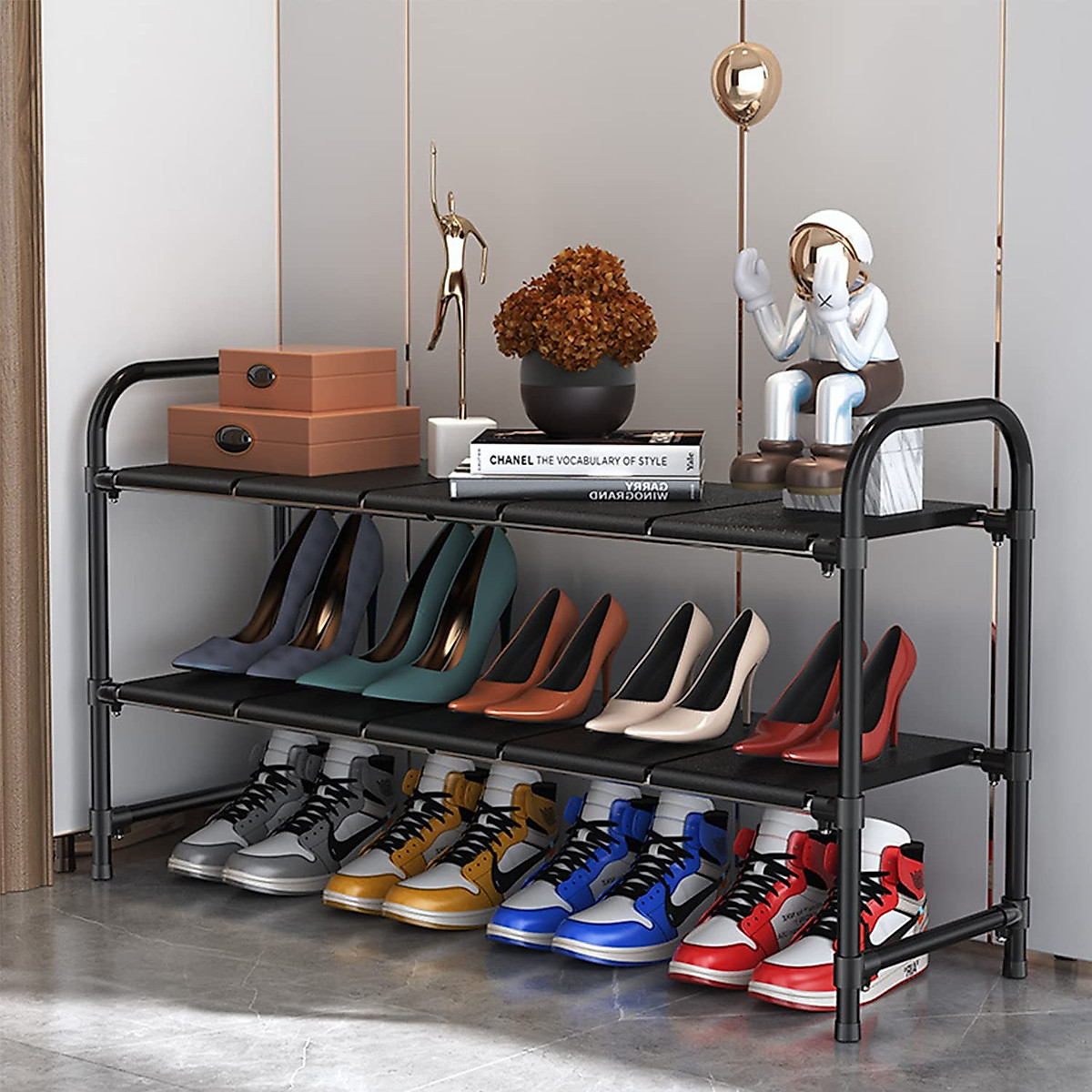 Under Sink Organizer, NEWRAIN 2-Tier Expandable Cabinet Shelf Organizer with Removable Panels, Multi-Use for Under Kitchen Bathroom Sink Organizers and Storage