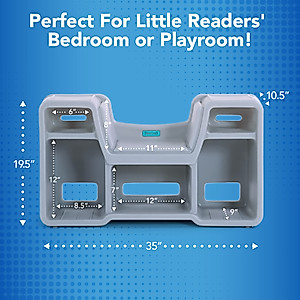 Simplay3 Cozy Cubby Book Nook – Kids Bookshelf and Storage with Built-in Reading Seat, Fully Assembled, Made in USA