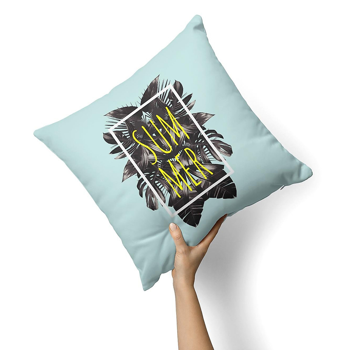 iiRov Summer Design Ink-Fuzed Decorative Throw Pillow - Mint Summer Time