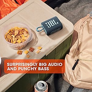JBL Go 3 Eco: Portable Speaker with Bluetooth, Built-in Battery, Waterproof and Dustproof Feature - Blue