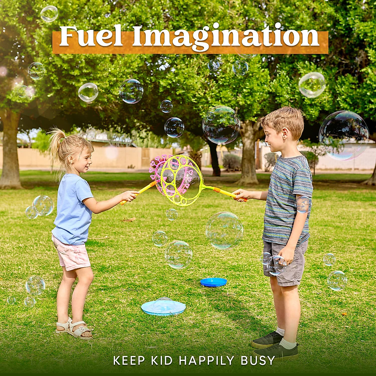 Sloosh 36 Packs Big Bubble Wands Set, 20" Giant Bubble Wand Toys with Tray Bulk, Large Bubble Maker for Kids Adults, Summer Toys, Birthday Party Favors, Outdoor Activities