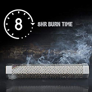 Kona Wood Smoker Tube & Smoking Pellets Set - Hot & Cold Smoke for Charcoal, Electric, Gas & All BBQ Grills - Stainless Steel 12 Inch Hexagon & 14 ounces of Premium Blend Hardwood