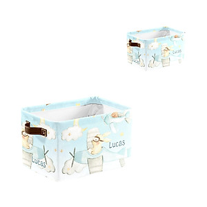 Cute Airplane Animals Personalized Storage Bins Basket Cubic Organizer with Durable Handle for Shelves Wardrobe Nursery Toy 1 Pack