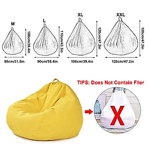 PRELGOSP Bean Bag Chair Cover Without Filling, Soft Lazy Sofa Beanbag Toy Storage Stuffed Animal Seat for Adults, Kids, Teens,Grey,XXL