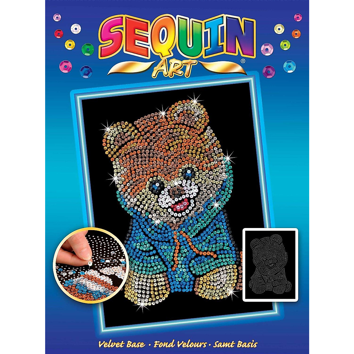 Sequin Art Blue Pomeranian Teddy Bear Dog, Sparkling Arts and Crafts Kit; Creative Crafts for Adults and Kids