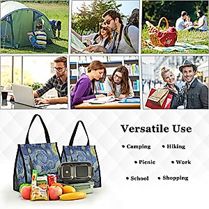 ALAZA Van Gogh Starry Night Insulated Lunch Bag for Women Men Adult Lightweight Reusable Lunch Tote Cooler Bag for School Office Travel Work Picnic M