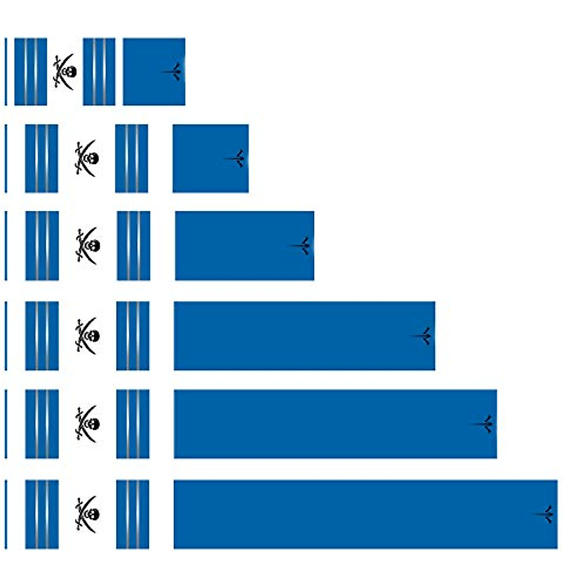 White Water Archery Non-Laminated Skull and Swords Calico Jack Blue Flag Traditional Arrow Wraps 15 Pc Choose Length Width (7, 75)