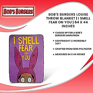 Bob's Burgers Louise Throw Blanket | I Smell Fear On You Quote | Collector's Large Pink Blanket | 64 x 44 Inches