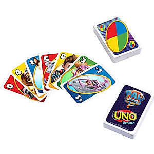 Mattel Games UNO Junior PAW Patrol Card Game with 56 Cards 2-4 Players, Gift for Kids 3 Years Old & Up