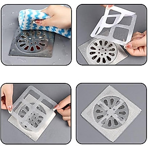 Generic 30 Pack Disposable Shower Drain Hair Catcher: Floor Hair Drain Stickers Mesh Stickers - Drain Cover Hair Catcher for Bathroom Laundry Bathtub Kitchen Sink Sewer Filter Screen (30PCS White)