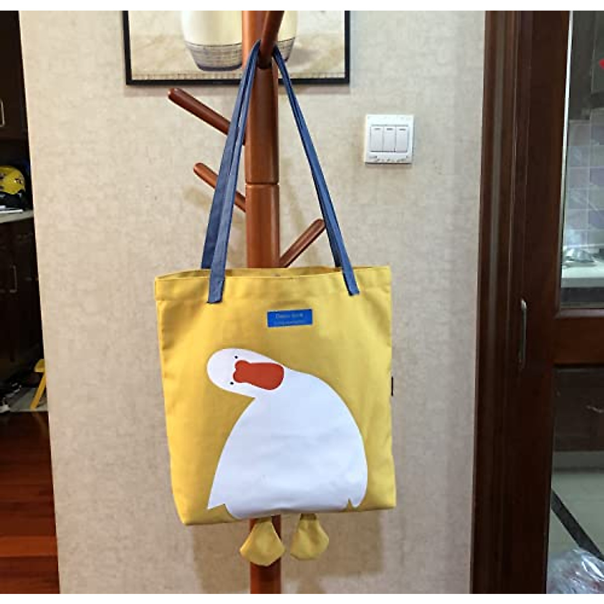 AWXZOM Cute Canvas Tote Bag graphic tote bag funny bags Lunch Grocery (yellow duck)