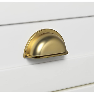 GlideRite 3 in. Center Classic Bin Cup Cabinet Handle Pulls, Brass Gold, Pack of 10