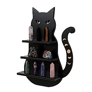 FF&YY Cute Black Cat Wall Shelf,Crystal Moon Shelf Decorative for Living Room,Dinning Room,Bed Room,Bath Room,Kids Room(Patent No.VA0002292241)