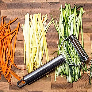 AnGeer Julienne Peeler, Stainless Steel Vegetable Peeler, Double-Sided Blade Vegetable Julienne Cutter and Fruit Slicer, Dual Blade Multifunction Potato Peeler