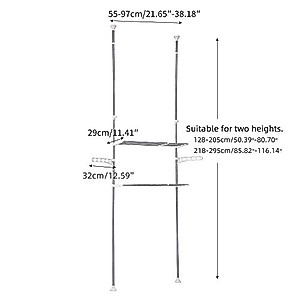 BAOYOUNI 2-Layer Expandable Laundry Shelf Over Washing Machine Storage Rack Tension Pole Space Saver Bathroom Organizer with Towels Clothes Hanger Hook, Ivory