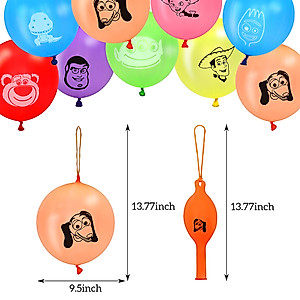 24PCS Story Party Favors Punch Balloons Latex Party Balloons with Rubber Band Handle, Toy Inspired Story Themed Party Supplies for Kids Halloween Prize Punch Game Rewards, 8 Patterns