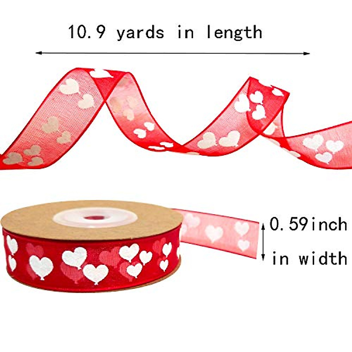 Llxieym 2 Rolls Valentine's Day Heart Ribbons Wrapping Ribbons for Wedding Valentine's Day Wrapping