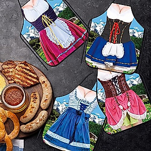Jeyiour 4 Pcs Oktoberfest Apron Female Dirndl Dress Novelty Apron German Costume Oktoberfest Party for Women Beer Festival (Cute)