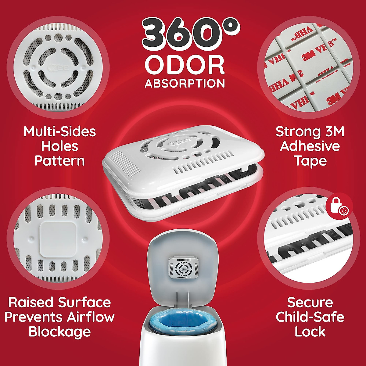 VZee Diaper Pail Deodorizer, Pack of 16, with Plastic Case, Compatible with Munchkin Diaper Pail, Diaper Pail Odor Eliminator, Charcoal Odor Absorber for Shoes, Drawers, Changing Tables and Bins