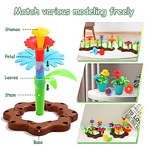 CUTE STONE Kids Gardening Tool Set, Garden Toys with Wheelbarrow, Watering Can, Shovel, Flower Garden Building Toy, Pretend Play Outdoor Indoor Toy, Activities Stem Toy Gifts for Boys Girls