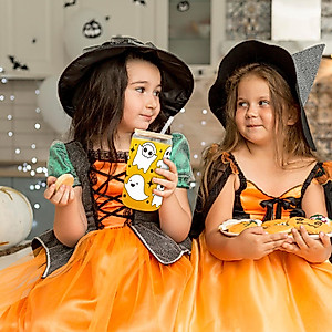 18 OZ Halloween Ghost Coffee Mug,Funny Halloween Gifts for Women,Halloween Tumbler with Lid and Straw,Halloween Decorations,Spooky Cups for Iced Coffee,Halloween Gifts for Women Her Sister Mom Dad