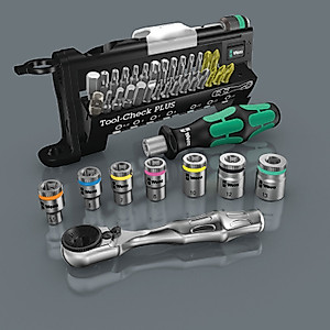 Wera Tool-Check Plus Bit Ratchet Set with Sockets + Kraftform Kompakt 25 Pouch Set