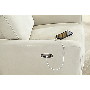 Nurture& The Glider Premium Power Recliner Nursery Glider Chair with Adjustable Head Support | Designed with a Thoughtful Combination of Function and Comfort | Built-in USB Charger (Ivory)